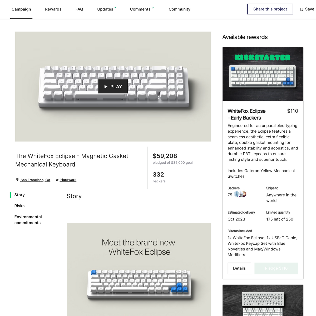 WhiteFox Eclipse Mechanical Keyboard